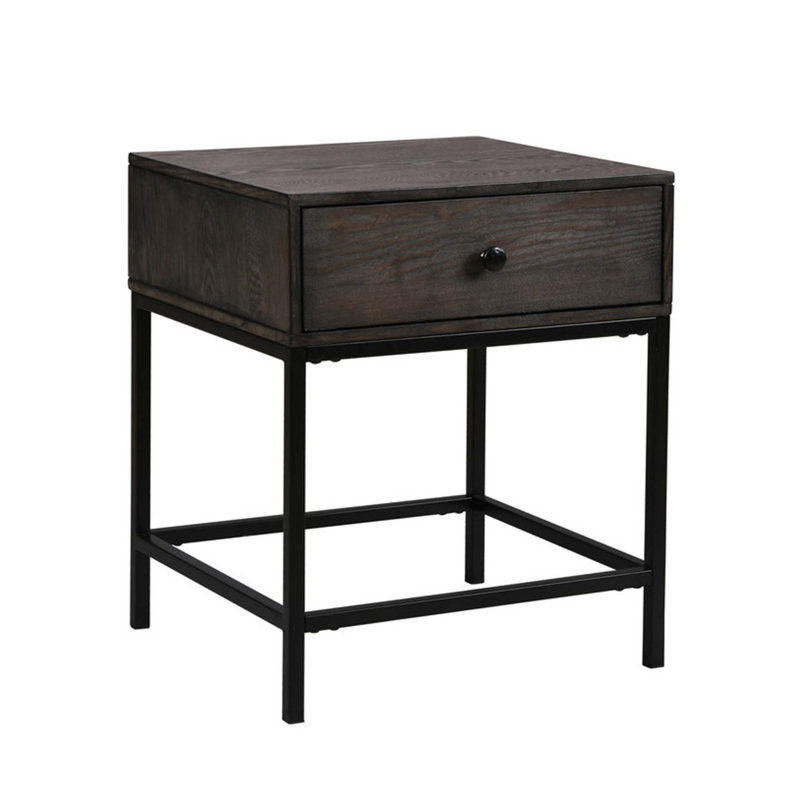 17 Stories Ava MDF End Table With Charging Ports And Metal Base | Wayfair